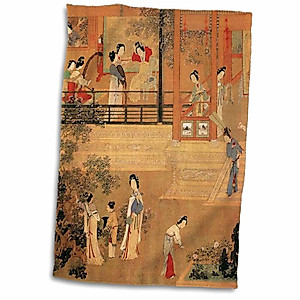 3D Rose Print of Chinese Ladies in Palace in Ming Dynasty TWL_212617_1 Towel, 15" x 22", Multicolor