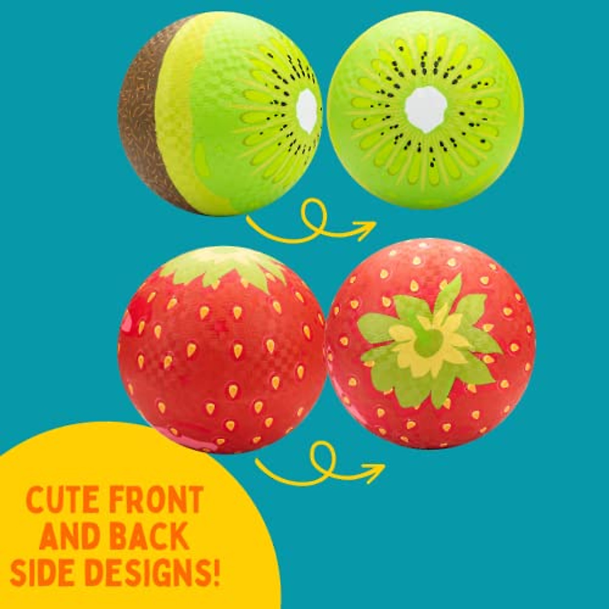 SCS Direct Gaga Fruit Themed Playground Balls (2pk) (8.5 inches) w Air Pump- Durable Grip Rubber Pack for Recess Dodgeball, Kickball, Gagaball Play & School -Fun Kids Summer Camp Outdoor Toys & Gifts