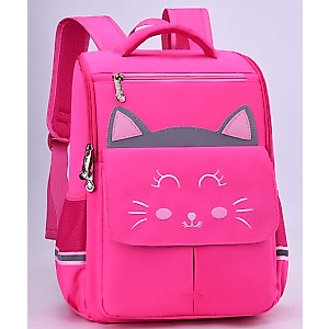 Kids Backpack Chest Strap Kindergarten Elementary 1-2 Grader Boy Girl School Bag (Cat1-blue) One Size