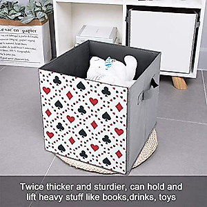 Poker Pattern Collapsible Storage Bins Basics Folding Fabric Storage Cubes Organizer Boxes with Handles