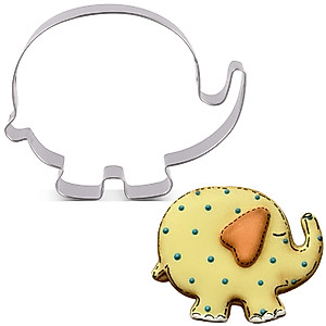 LILIAO Cute Elephant Cookie Cutter for Baby Shower - 4 x 3.3 inches - Stainless Steel