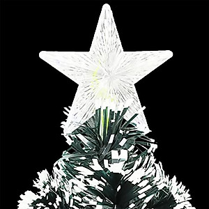vidaXL Christmas Tree with LEDs Green and White 8 ft Fiber Optic