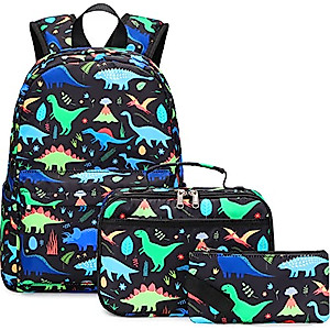 Dinosaur Backpack for Kids Boys Preschool Backpack Kindergarten School Bookbag with Lunch Box Pencil Case (Dinosaur)