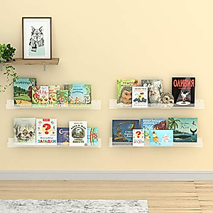 NIUBEE Kids Acrylic Floating Bookshelf 36 Inch,Clear Invisible Wall Bookshelves Ledge Book Shelf,50% Thicker with Free Screwdriver