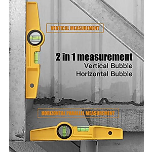 RONGPRO 10 Inch Aluminum Die-Cast Magnetic Torpedo Level, Professional Magnetic Scaffolding Spirit Level, Torpedo Level with Rare Earth Magnet 250MM and Holster