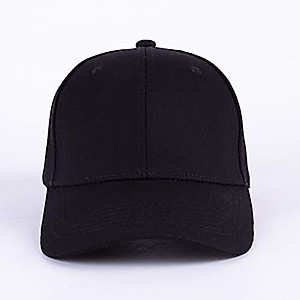 LANGZHEN Baseball Dad Cap 100% Cotton Fits Men Women Classic Adjustable Plain Hat(Structured-Black)