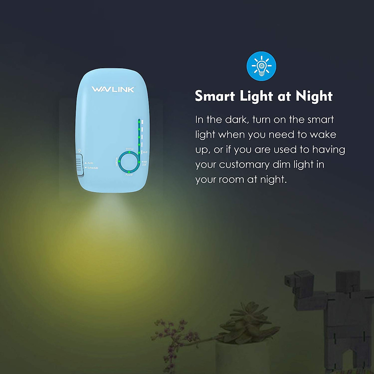 WAVLINK Mesh WiFi System, Dual-Band Gigabit Mesh WiFi Extenders, Up to 4500 Sq.ft., Wall-Mounted Smart Whole Home Wi-Fi Routers with Snooze Light, Built in 4 Antennas. (3-Pack)