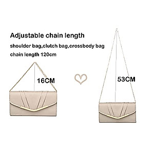 MUDUO Women Faux Suede Envelope Clutch Purse Evening Handbag Foldover Shoulder Crossbody Bag (Beige)