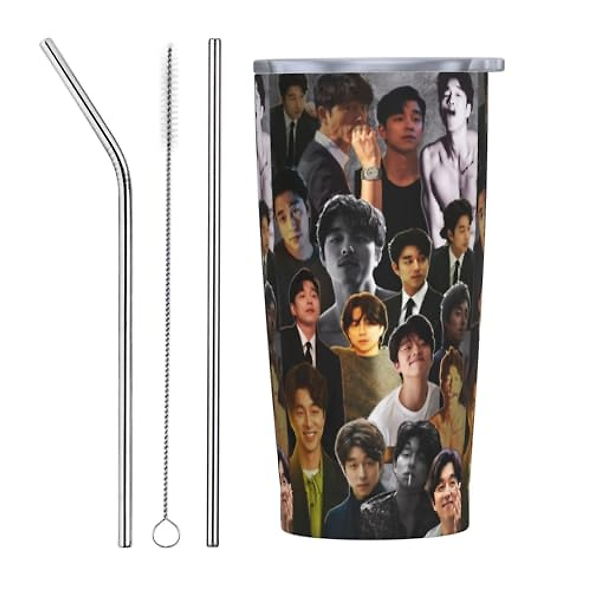 OAEWRE Gong Actors Yoo Stainless Steel Mug Insulated Tumbler Coffee Mugs with Lids and Straw Double Wall Vacuum Cup 20oz