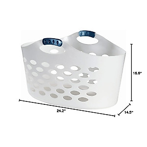 Rubbermaid 1.5 Bushel Capacity Durable Versatile Flex N Carry Portable Flexible Laundry Basket with Convenient Carrying Handles, White