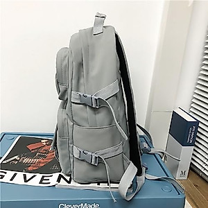DUNBRI Fashion Men Backpack Waterproof Nylon Rucksack Bag Kawaii Women Bag High Capacity Travel Bag Side Pockets (Blue)