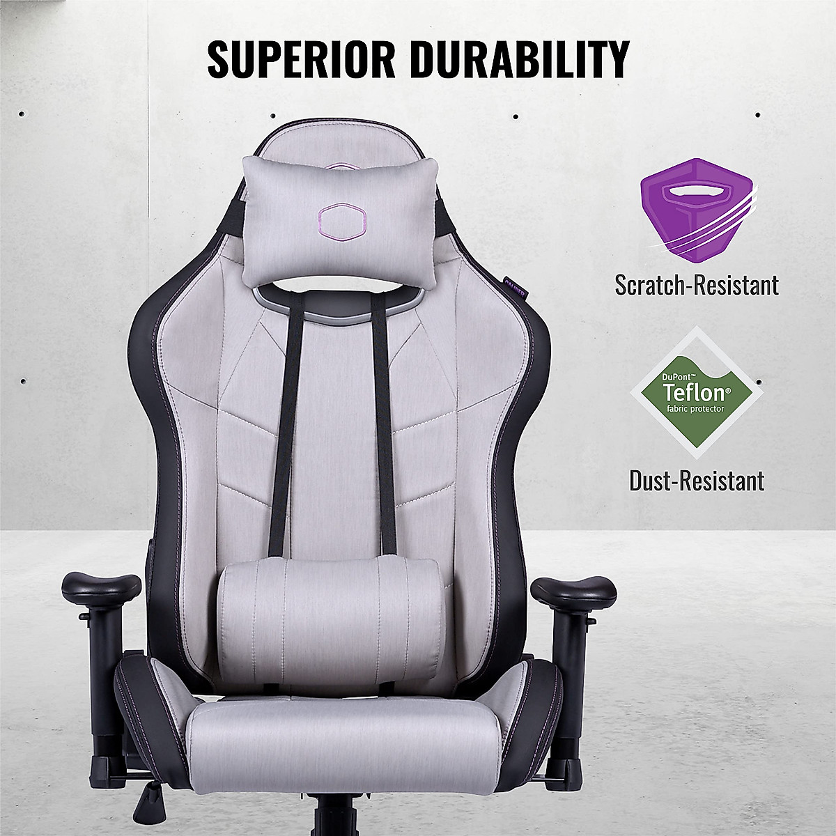 Cooler Master Caliber R1S Gaming Chair for Computer Game, Office and Racing Style Gamer, Comfy Ergonomic Reclining High Back Desk Chairs with Arms & Seat Adjustment Lumbar Support - Rose Gray