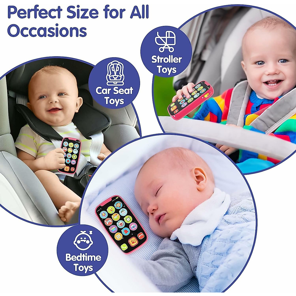 BABYFUNY Toys for 1 Year Old Girl Gifts, 15 Functions Toy Phone Toddler Girl Toys, Learning Baby Toys 12-18 Months, Kids Cell Phone Easter Basket Stuffers - Pink