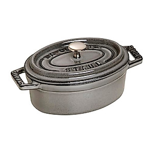 STAUB Cast Iron Oval Mini Cocotte, 11cm, Graphite Grey
