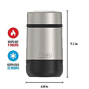 ALTA SERIES BY THERMOS Stainless Steel Food Jar 18 Ounce, Matte Steel/Espresso Black