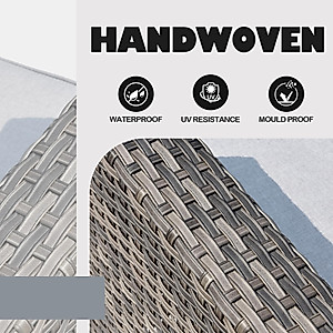 CAODOC 4 Pieces Wicker Patio Furniture Set,PE Rattan Outdoor Conversation Sofa Set with 30inch Fire Pit Table, Non-Slip Cushions and Swivel Chair(Grey)