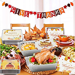 Decodinli 36 pcs Thanksgiving Leftover Containers with Lids, Thanksgiving Aluminum Food Containers, Fall themed Disposable Food Containers, Thanksgiving Tin Foil Containers for Leftovers, Treats