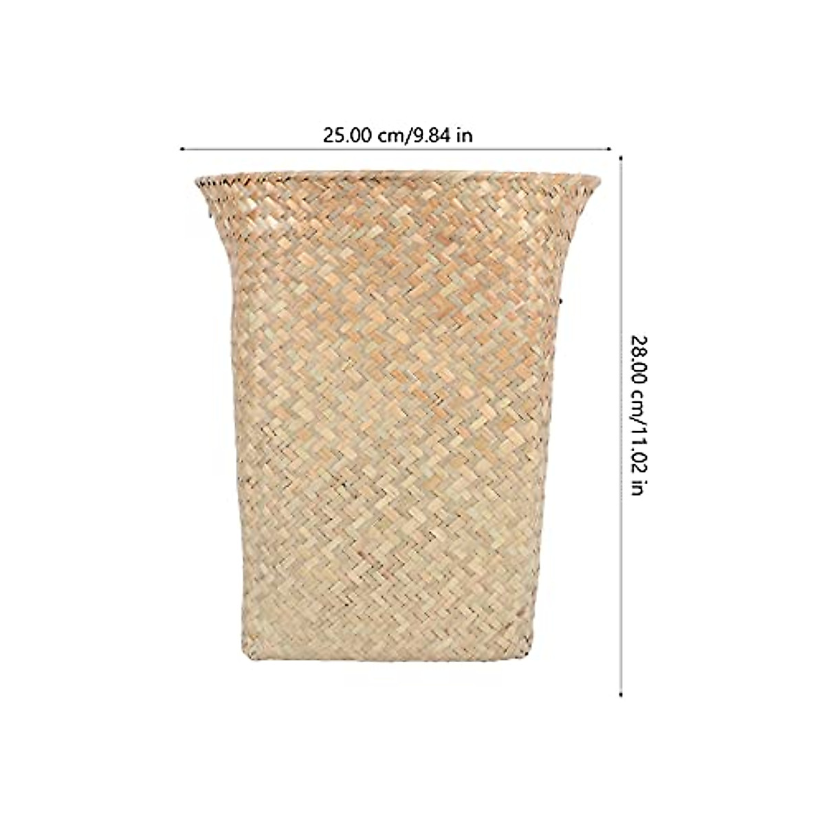 DOITOOL Wicker Rattan Waste Basket Woven Seagrass Trash Can Retro Garbage Rubbish Bin Woven Flower Pots Sundries Container Basket for Bedroom Kitchen