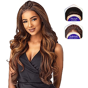 Sensationnel What lace 13x6 Wigs - solana lacefrontal hand tied glueless synthetic with natural density preplucked hairline (1 JETBLACK)