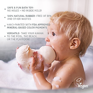 HEVEA Kawan Mini Rubber Duck - 100% Natural Rubber Baby Bath Toy - Eco Friendly, Perfect for Playing, Teething, and Bathing - Mold Free Bath Toys - Dusty Mint