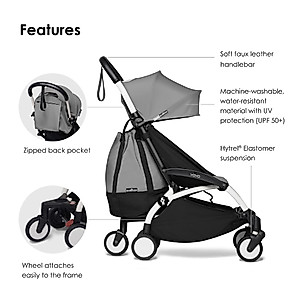 BABYZEN YOYO2 Stroller + YOYO Bag - Includes White Frame, Grey Seat Cushion, Grey Canopy, Grey YOYO Bag, Wheel Base & Hooks - Suitable for Children Up to 48.5 Lbs