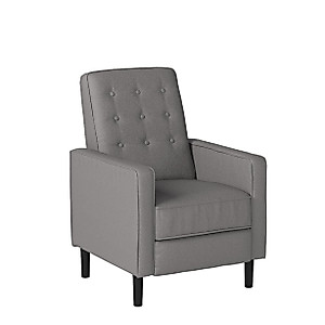 Giantex Set of 2 Push Back Recliner Chair, Modern Fabric Recliner w/Button-Tufted Back, Accent Arm Chair for Living Room, Bedroom, Home Office (Grey)