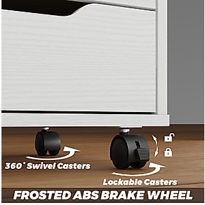 Panana 5-Drawer Chest with 1 Door, Wooden Chest of Drawers Storage Dresser Cabinet with Wheels, Office Organization and Storage, Bedroom Furniture (White-S)