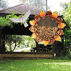 MUMTOP Wild Bird Feeders 14" Metal Sunflower Outdoor Bird Breeders Can Hang in Patio Garden Trees with Hook
