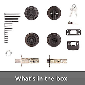 Kwikset 99910-035 Juno Entry Door Knob and Single Cylinder Deadbolt Combo Pack, Venetian Bronze