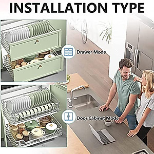 2-Tier Cabinet Pull Out Shelves Heavy Duty 304 Stainless Steel Pull-Out Cabinet Organizers Telescopic Wire Storage Baskets Rack for Kitchen Base Cabinet Organization for Pantry, Bathroom, Chrome (49