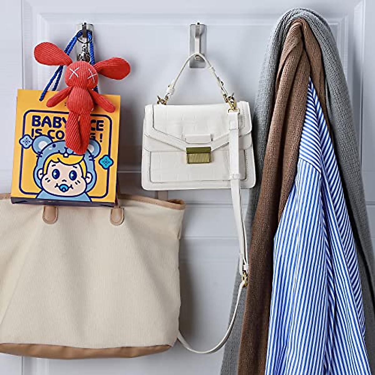 Taozun Towel Hook - Self Adhesive Hooks Bathroom Hooks Stainless Steel Robe Coat Hook 4-Packs