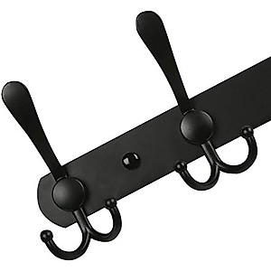 Efaithtek Coat Hanger Wall Mount ,Chrome Finish Coat Robe Hat Clothes Wall Mount Hook Hanger Towel Rack (2 Pack 15 Hooks (Black))