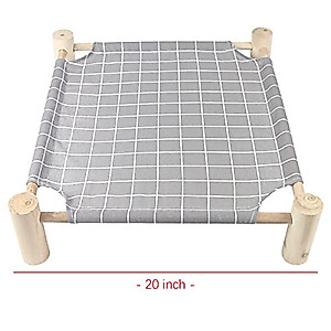 Cat and Dog Hammock Bed, Wooden cat Hammock Elevated Cooling Bed, Detachable Portable Indoor Outdoor pet Bed, Suitable for Cats and Small Dogs