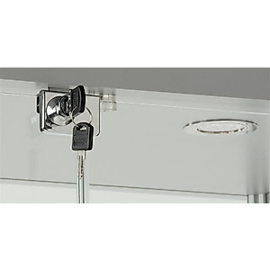 Displays2go 29"w x 72"h Glass Display Case, 5 Adjustable Shelves, Lights, Wheels - Silver (173CPLEDSL)