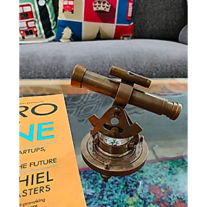 Antique Brass Nautical Alidade Telescope Compass Surveying Theodolite Marine Home/Office Table Decor Antique Survey Transit Telescope Instrument Compass
