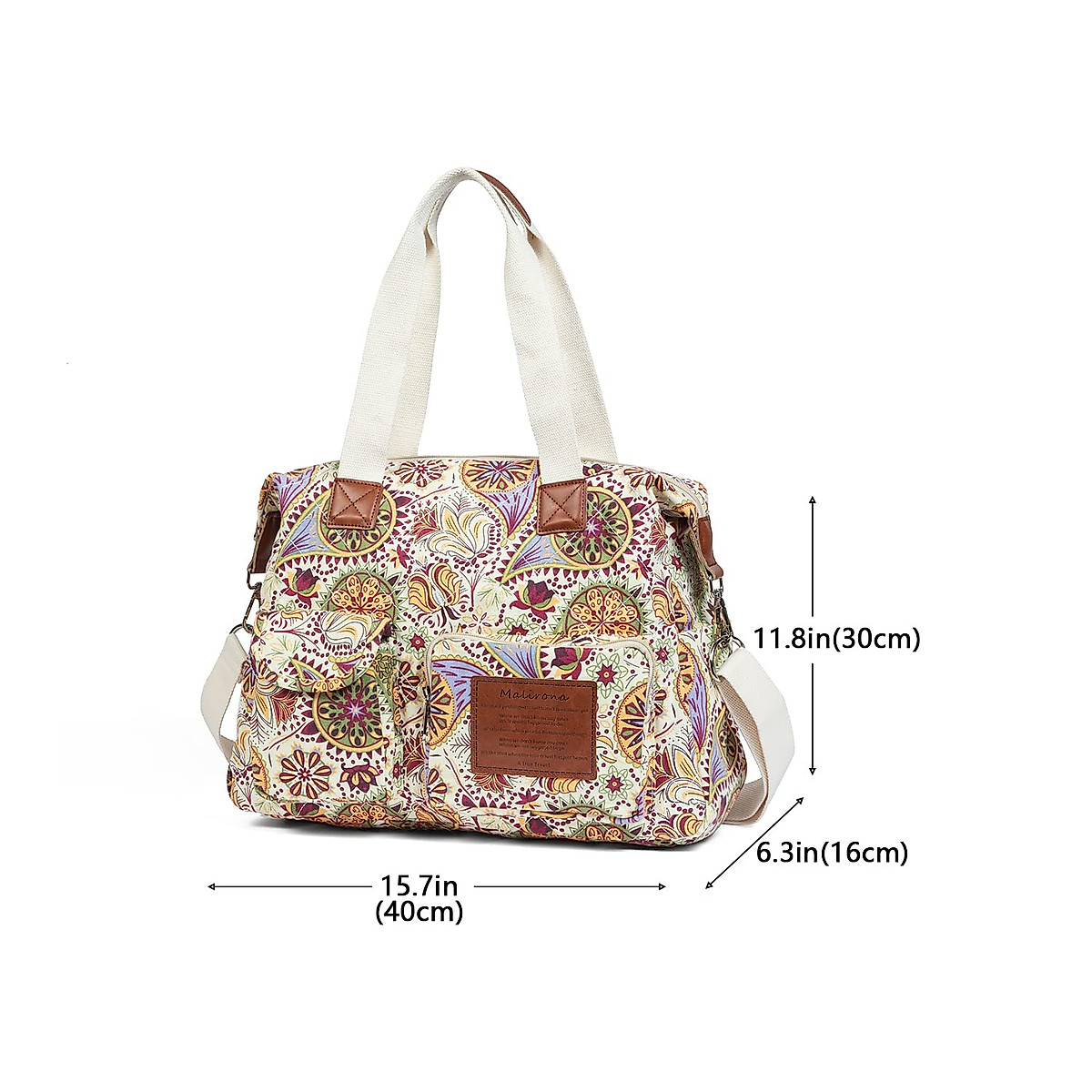 Malirona Canvas Shoulder Bag Travel Handbag Women Top Handle Satchel Crossbody Purse Floral Design (Yellow Flower)