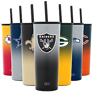 Simple Modern Officially Licensed NFL Las Vegas Raiders Insulated Tumbler with Straw and Flip Lids | Gifts for Men and Women 24oz Travel Mug Thermos | Classic Collection | Las Vegas Raiders