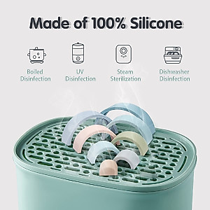 Macabaka Silicone Rainbow Stacker Nesting Puzzle Building Blocks Stacking Toys, Boho Baby Toys, 10 Pcs Educational Toys Learning Montessori Toys for Toddlers Kids, BPA-Free, Rainbow Series