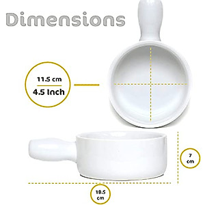 GOURMEX French Onion Soup Bowls with Handles | Stackable Ceramic Bowl Set | Ideal Cereal, Salad or Soup Mug | Microwave, Oven and Dishwasher Safe | Set of 4 (15 OZ)