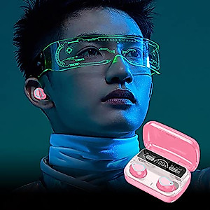 Sport Bluetooth 5.2 Earbuds,Wireless Earphones in-Ear with Microphone, Stereophones HiFi Stereo Sound Intelligent Noise Reduction, Headset with Wireless Dual Core Fast Charging Case (Pink)