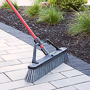Libman Commercial 825 Rough Surface Heavy Duty Push Broom, 64" Length, 24" Width, Black/Red/Grey (Pack of 3)