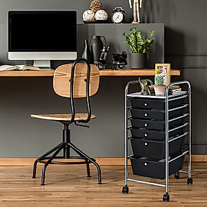 SILKYDRY 6-Drawer Rolling Storage Cart, Multipurpose Utility Drawers Cart with Wheels, Removable Drawers for Craft Scrapbook Tool Paper, Art Organizers and Storage for Home Office School (Black)