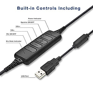 DA80 USB Audio Processor USB QD(201852-01/02) Connector to USB Adapter w/Volume Adjuster, Mute for Microphone & Speaker Compatible with Planstronics QD Cord HW251 HW510/520 310 QD Headset