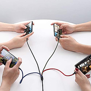 2Pack Multi Charging Cable Multiple Charger Cord Nylon Braided Short 1FT 4 in 1 USB Charge Cord with Phone/Type C/Micro USB Connector for Phone/Galaxy S20/S10S9/S8/S7 and More