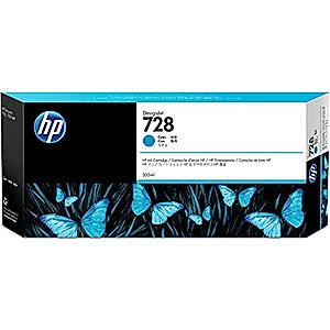HP 728 Cyan 300-ml Genuine Ink Cartridge (F9K17A) for DesignJet T830 MFP & T730 Large Format Plotter Printers