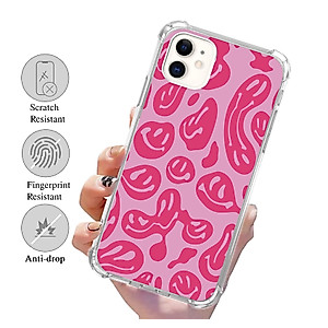 Ospavbinez Aesthetic Pink Trippy Smile Face Case Compatible with iPhone 11, Retro Vintage Hippie Melting Smile Face Case for iPhone 11 for Teens Men and Women, Cool TPU Bumper Phone Case Cover