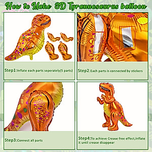 Dinosaur Birthday Party Decorations, 126Pcs Dinosaur Green Blue Orange Balloons Garland Arch Kit Happy Birthday Dino Foil Balloons Curtain for Boys Kids Jungle Safari Dino Themed Party Baby Shower