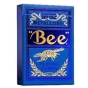 Bee MetalLuxe Playing Cards - Blue Foil Diamond Back, Standard Index