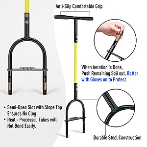 Jardineer Lawn Core Aerator, Plug Aerator Lawn Tool with Spare Tines, Yard Aerator with Non-Clog Slot, Manual Lawn Aerator Tool for Compact Lawn Soil