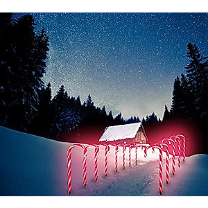 10 Pack 21in Candy Cane Pathway Lights (with Stakes) Outdoor Markers Christmas Decorations Lights with 8 Lighting Modes, for Xmas Holiday Party Walkway Patio Garden Decor